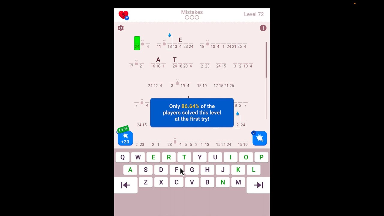 Cryptogram: The Solution For Level 72! - Step by Step Word Brain Puzzle ...
