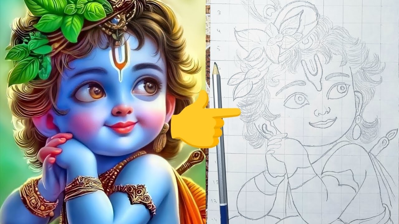 How to draw Bal krishna step by step#Pencil drawing #outline drawing # ...