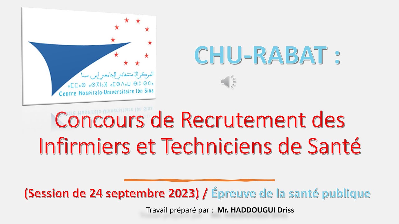 CHU-RABAT Concours de Recrutement des ITS 2023 / Épreuve de la santé ...