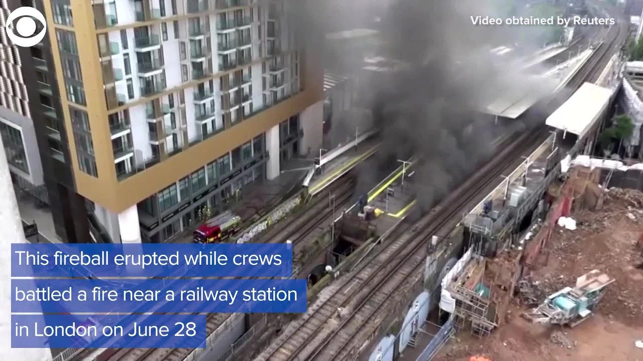 WEB EXTRA: Fireball Erupts During Fire Near London Railway Station ...