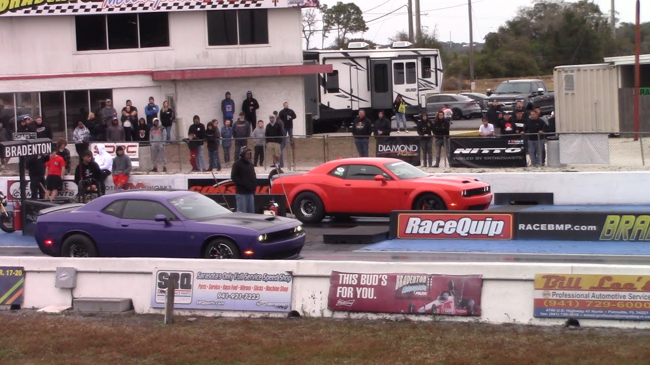 Hellcat Challenger vs Redeye & Tesla Plaid 1/4 Mile Drag Races - YouTube