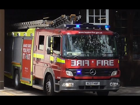 London Fire Brigade Pump Ladder Responding from fire station - YouTube