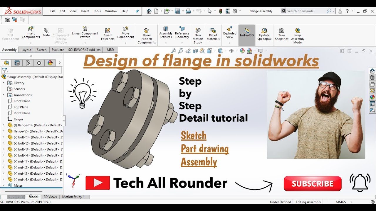 Flange design & assembly in solidworks | Autocad | Solidworks | Part ...