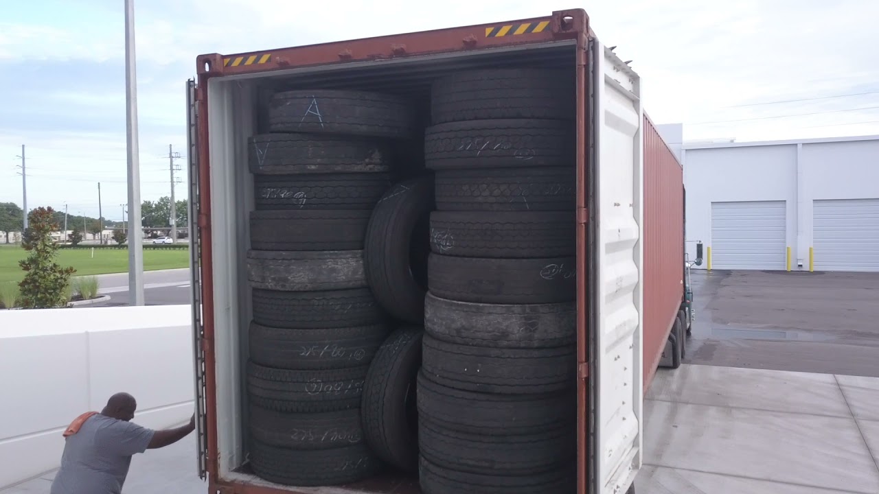 Arrival of a Container of Truck Tire Casings - YouTube