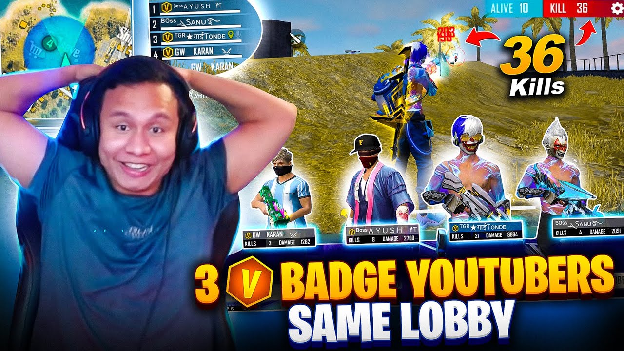 36 Kills with V Badge Youtubers @gwShivkaran & @WeRGamers0 Garena Free ...