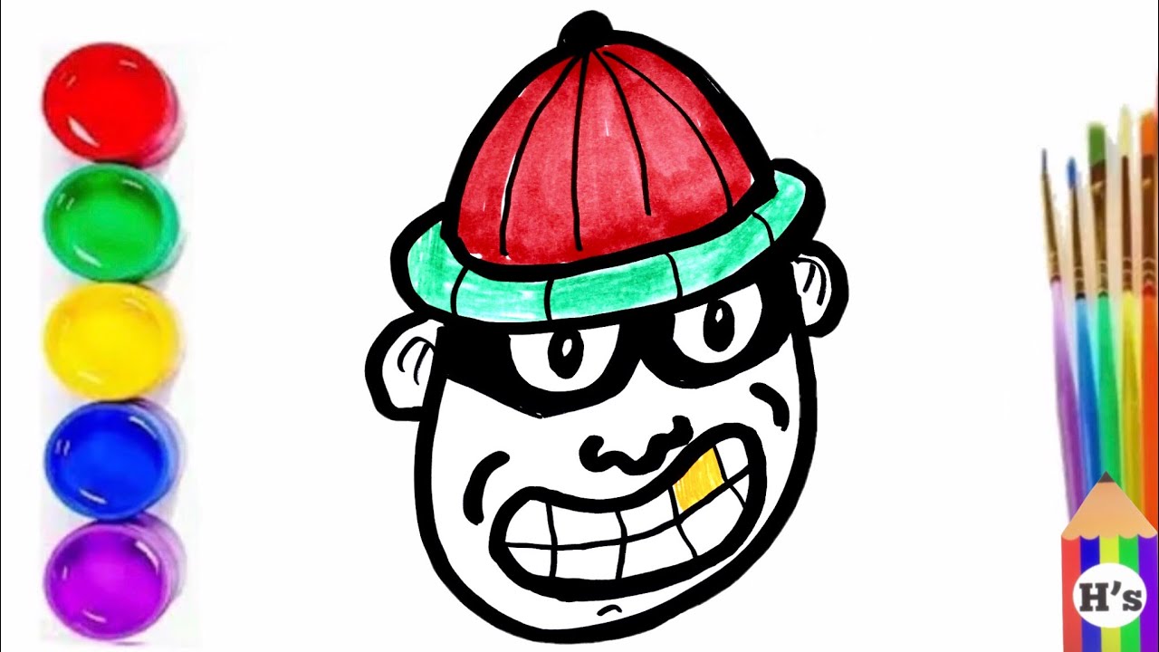 How To Draw Robber | рисунок грабитель для детей | Bolalar uchun ...