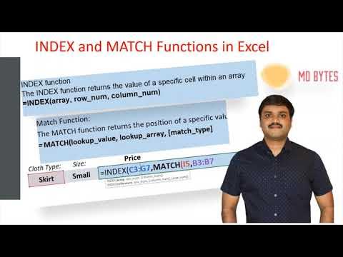 Excel Learning - INDEX AND MATCH FUNCTIONS - (with exercise file) - YouTube