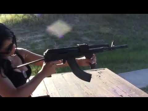 Badass woman shooting AK47