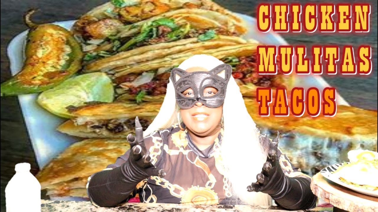 Taste Test Of @themaskedvgan Chicken Mulitas Tacos - YouTube