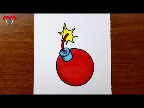 EL BOMBA çizimi - kolay SİLAH çizimleri - basit, güzel, tatlı, sevimli, resim, adım adım
