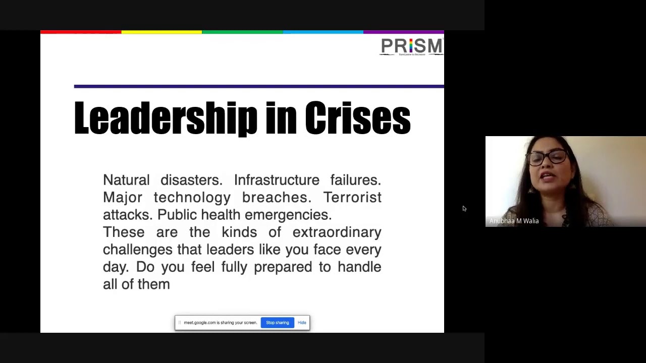 Leadership Under Crisis Management | Ms. Anubha Walia | Advisory ...