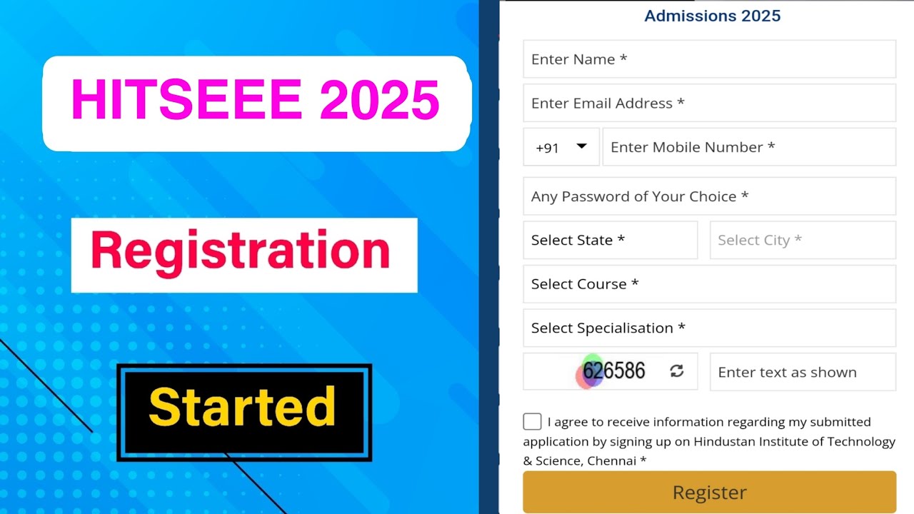 HITSEEE 2025 Registration Started | HITSEEE Application form Started ...