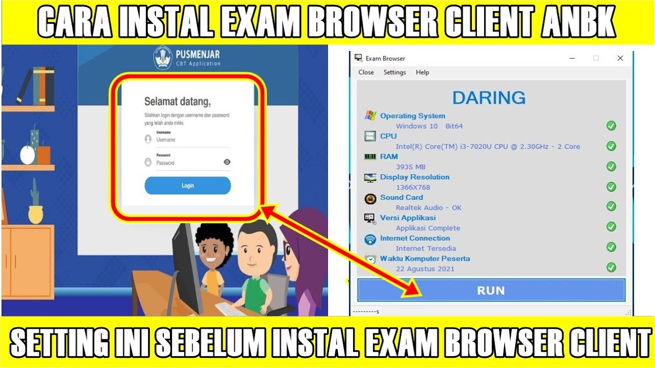 cara menginstal aplikasi exam browser client anbk - YouTube
