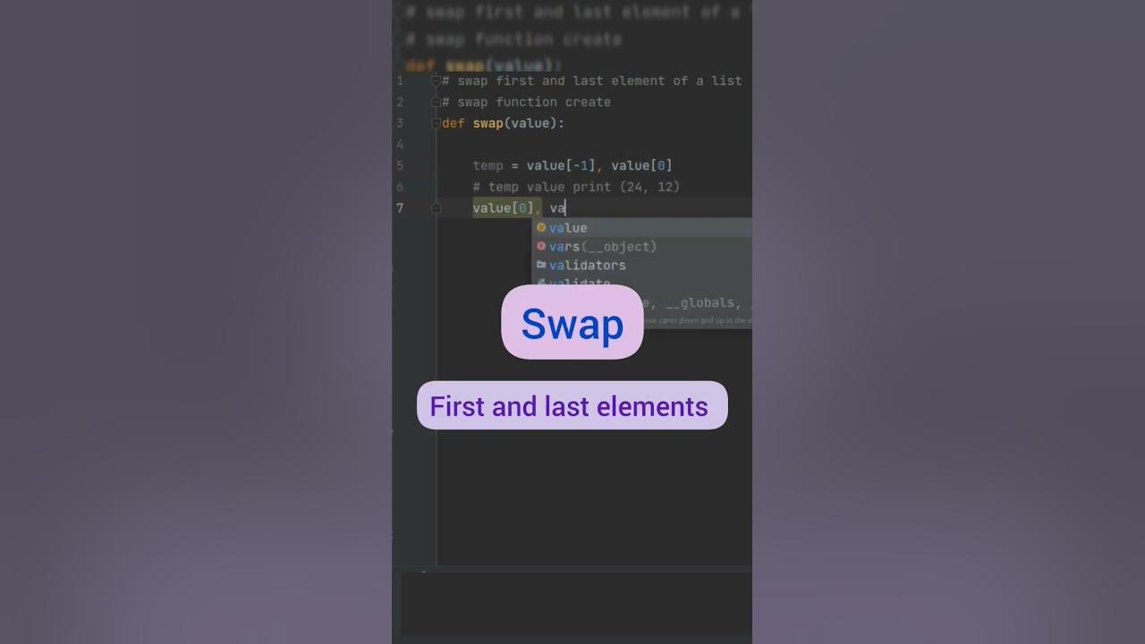 Python Program To Swap First And Last Elements Of A List python shorts YouTube python-program-to-swap-first-and-last-elements-of-a-list-python-shorts-youtube