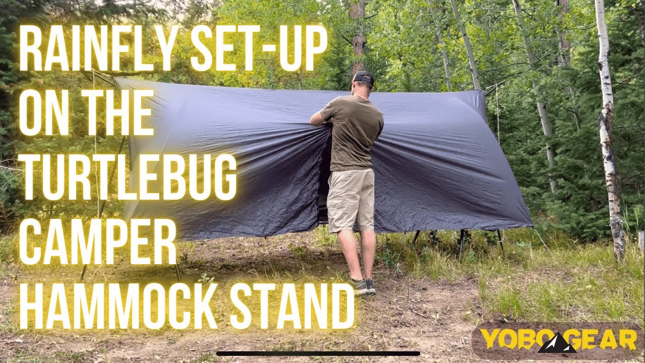Rainfly Set-Up on Turtlebug Camper Hammock Stand - hex tarp and winter ...