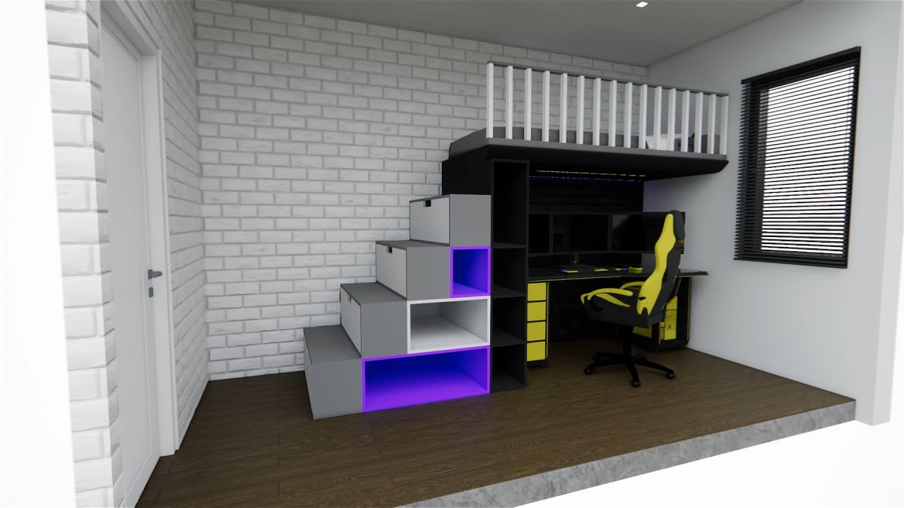 Minimalist Loft Bed Idea for 8.4 sqm Small Room - YouTube