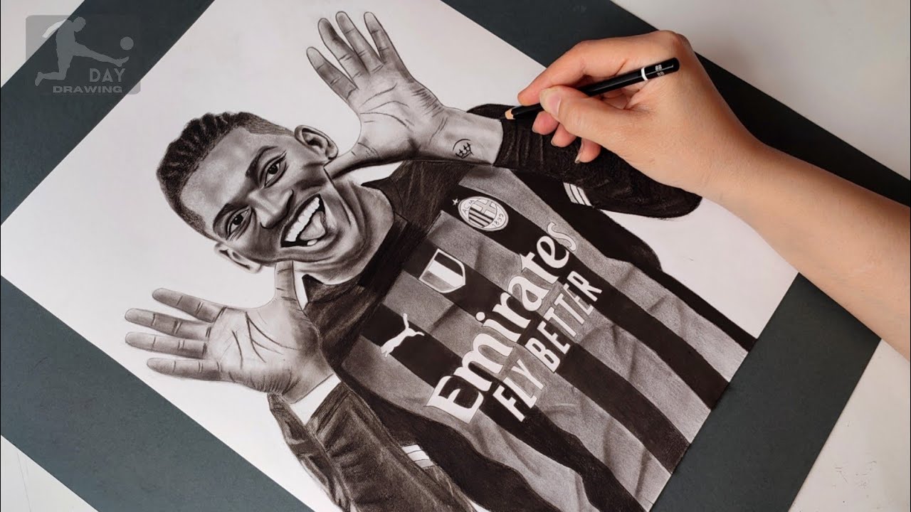 Drawing Rafael Leao in AC Milan 2023 || How to draw Rafael Leao - YouTube