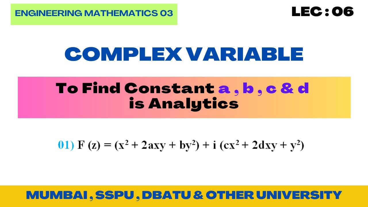 Complex Variable Engineering Mathematics 03 | Complex Variable To Find ...