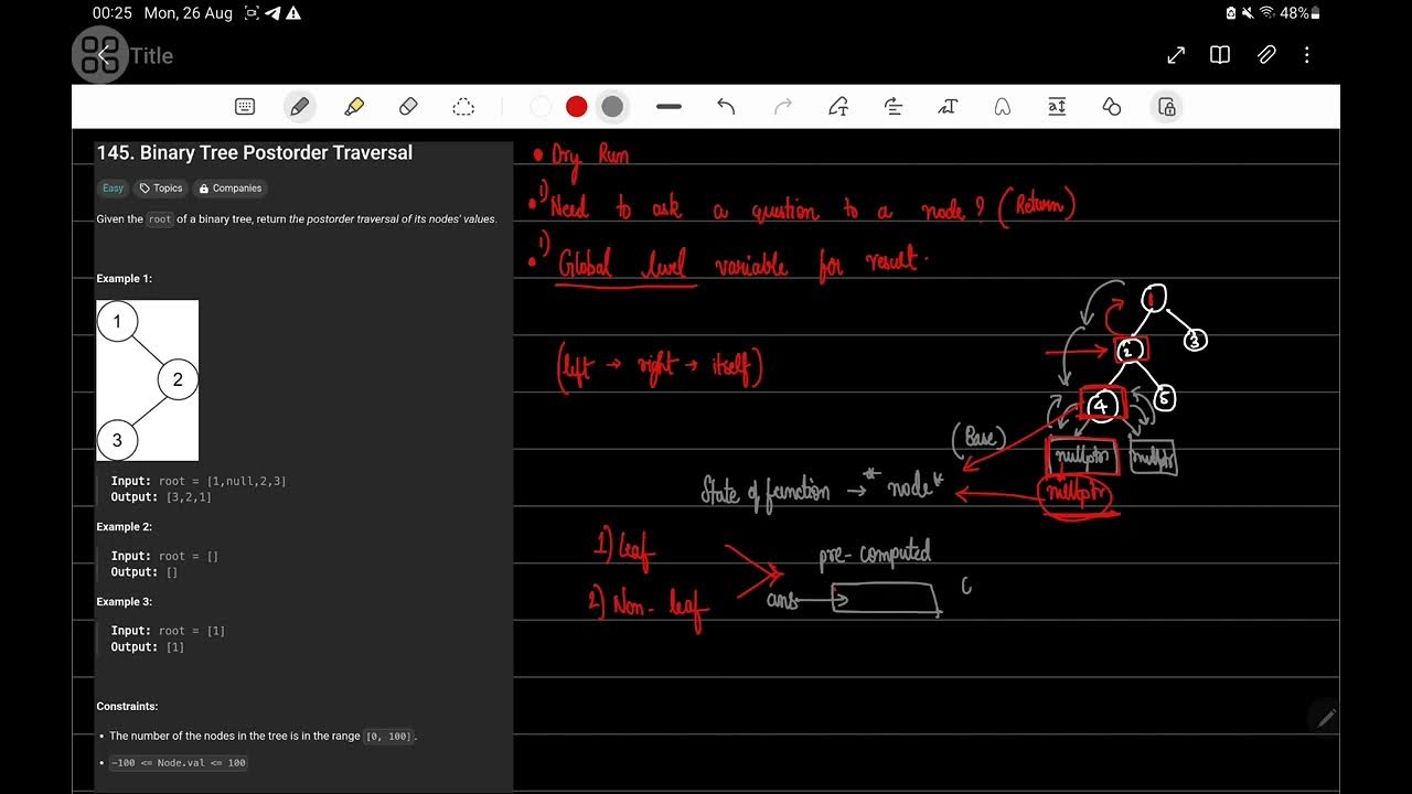 Leetcode | 145 | Binary Tree Postorder Traversal | Binary Tree | C++ - YouTube