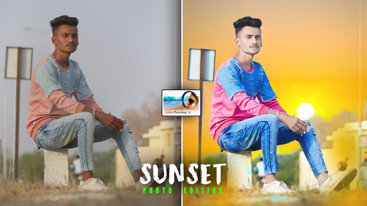 Photoshop Sunset Portrait Photo Editing Tutorial - Photoshop 7.0 Photo ...