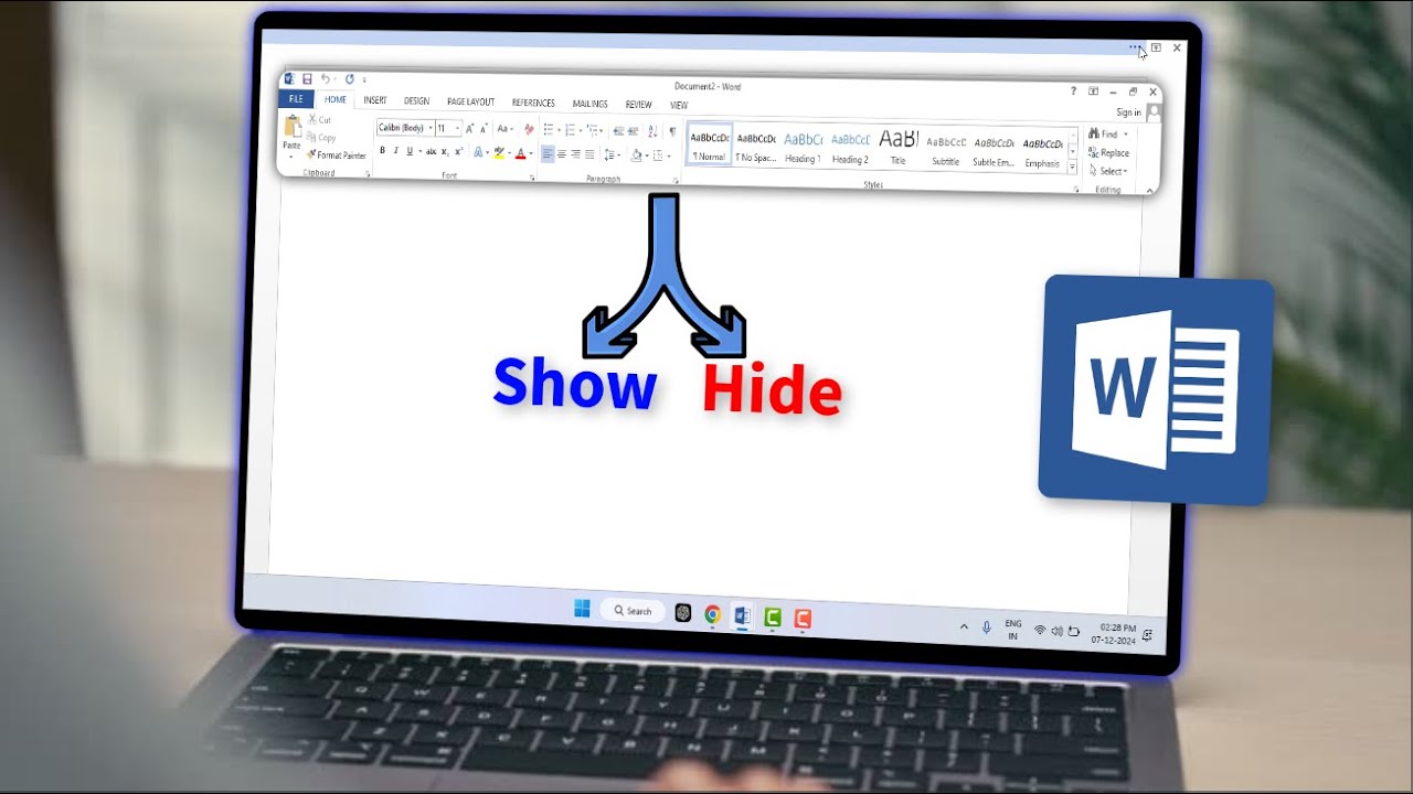 How to Hide & Restore the Microsoft Word Ribbon on Windows 11 - YouTube