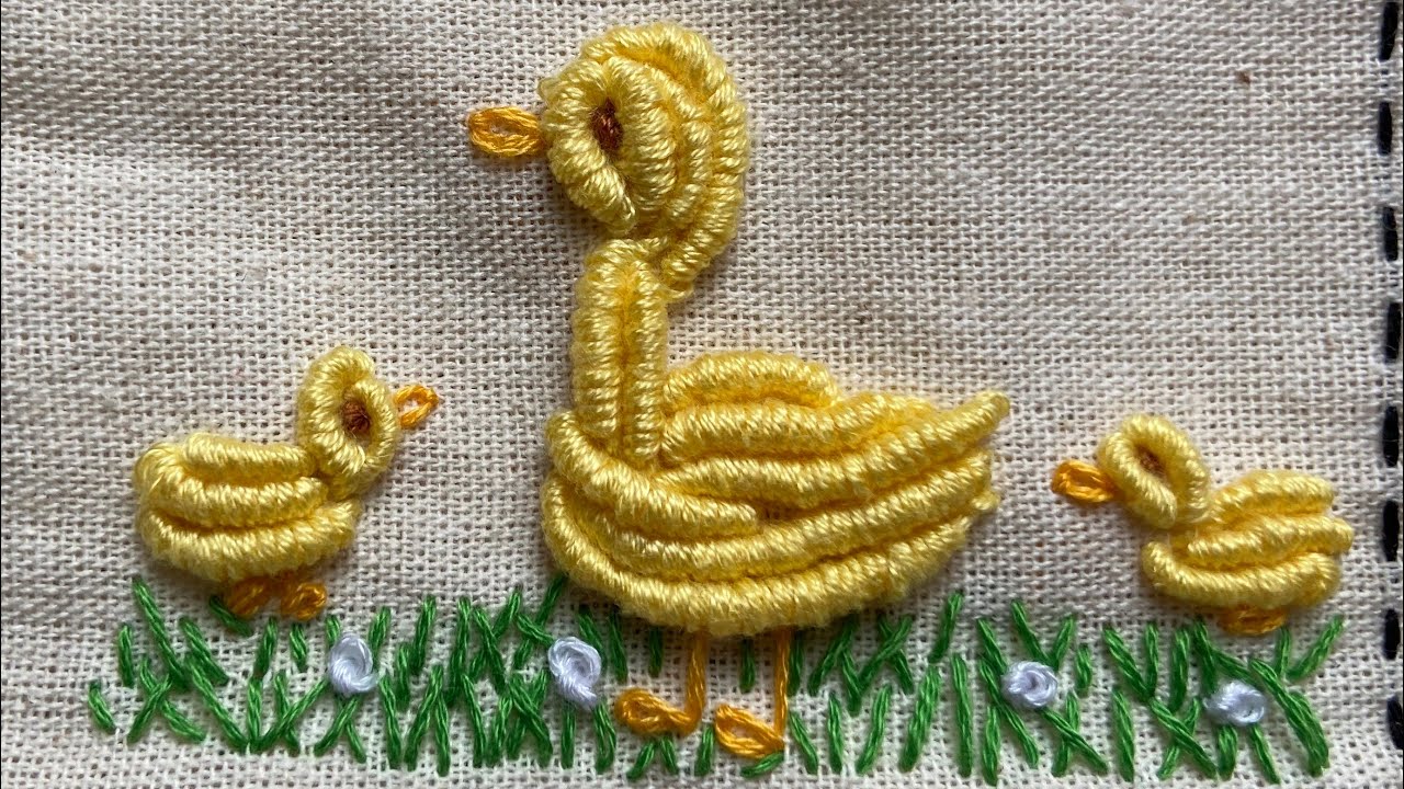 Cómo bordar patitos con Punto rococó - YouTube