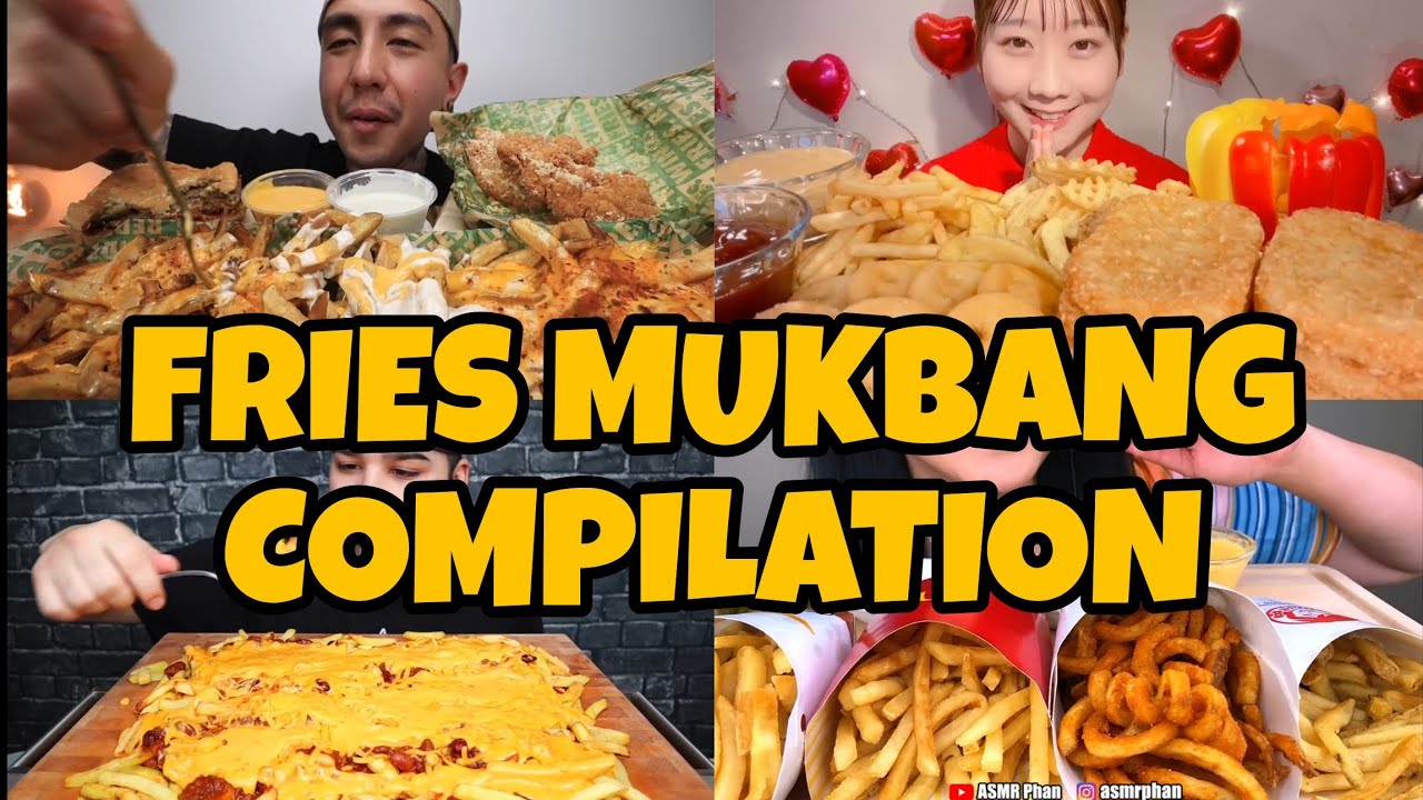 "CHEESY FRIES MUKBANG COMPILATION" - YouTube