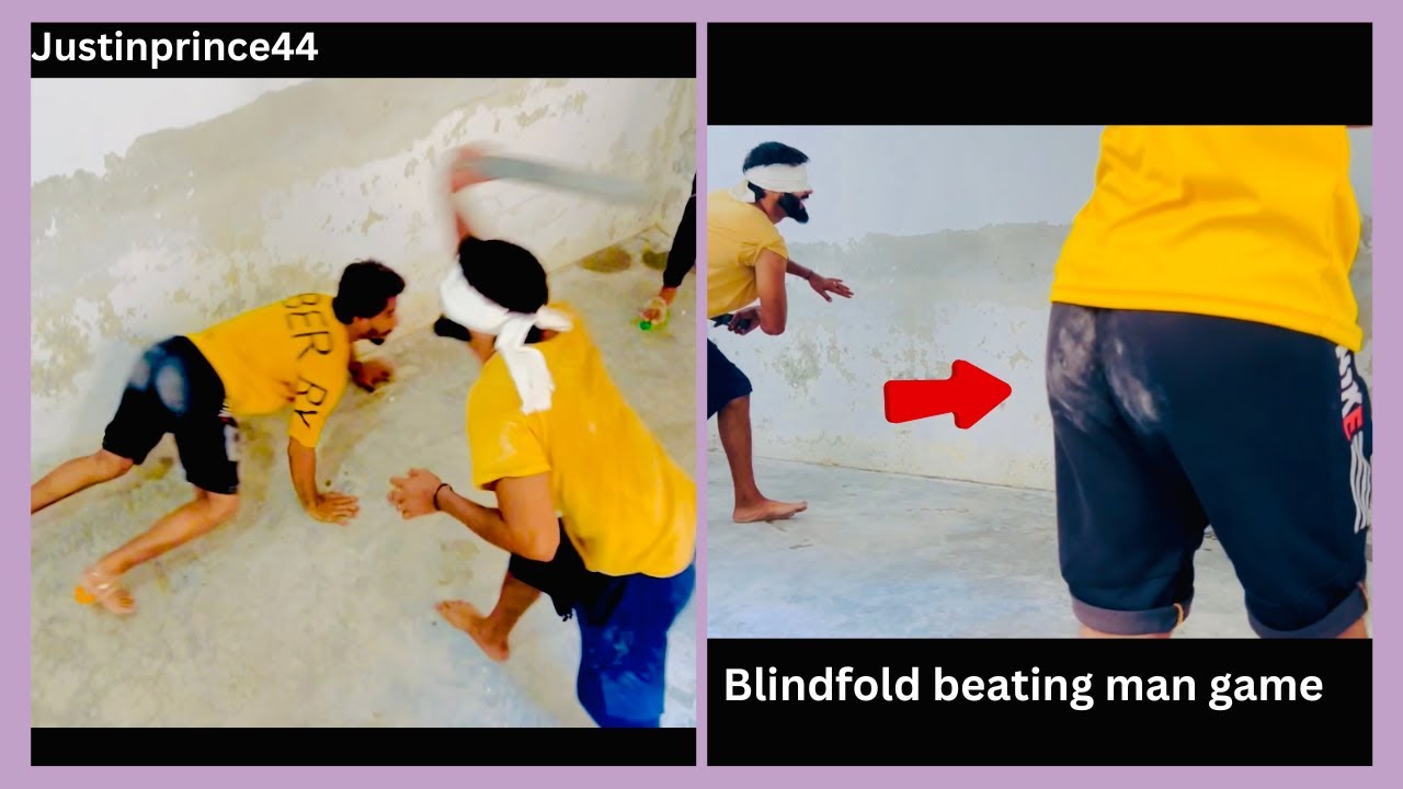 Screaming bottle blindfolded beating man game Simple Happi - YouTube