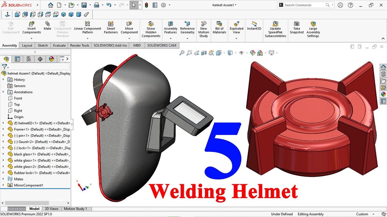 Solidworks helmet Part 5 | Solidworks tutorial | Lock tightener - YouTube