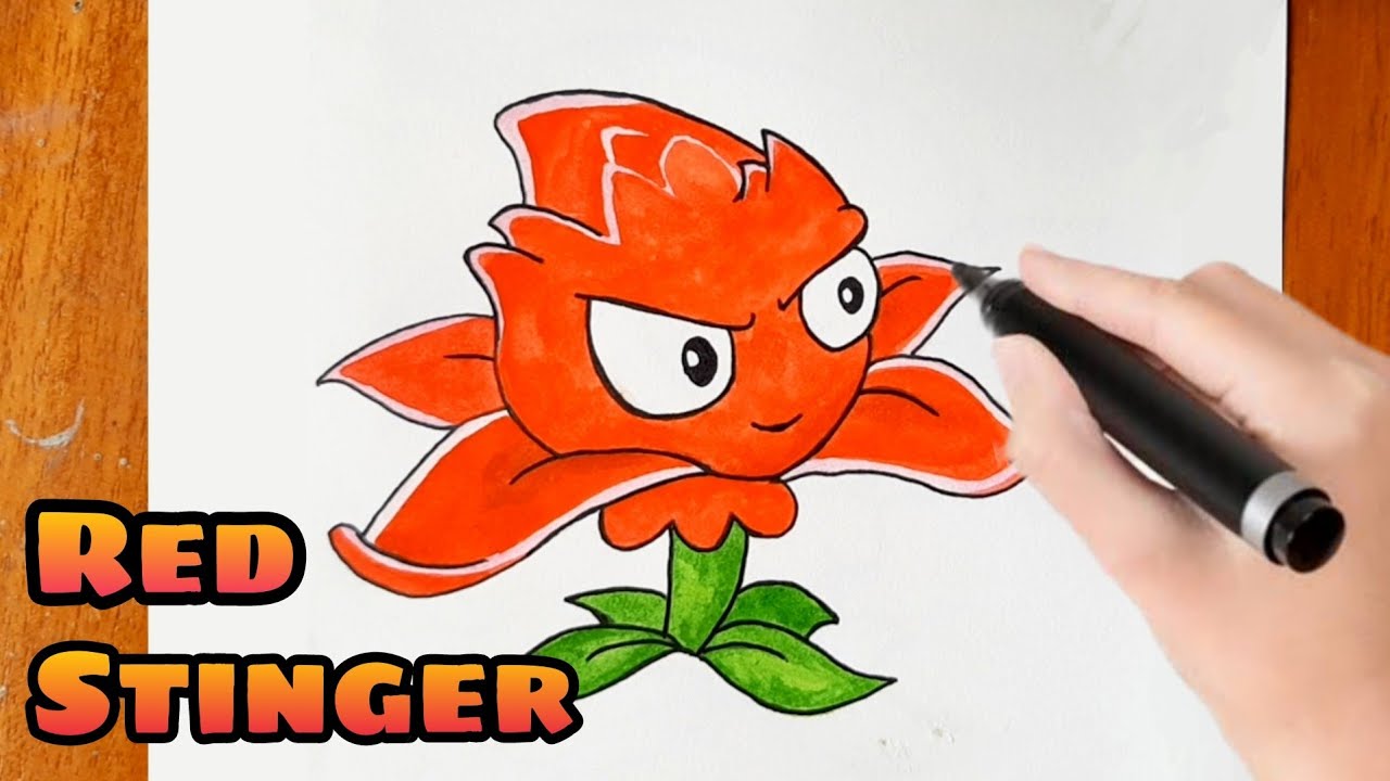 How To Draw Red Stinger From Plant Vs Zombies Step By Step | Chelsea's ...
