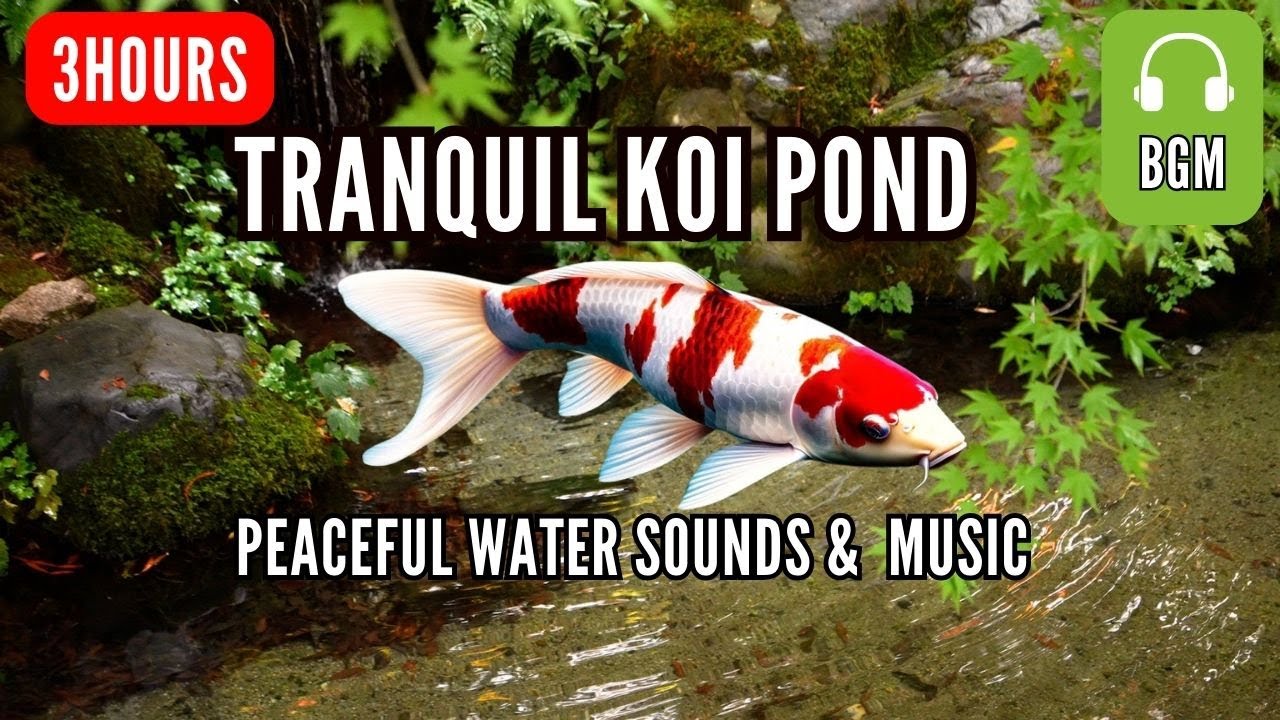 Tranquil Koi Pond - 3 Hours of Peaceful Fish, Water Sounds & Relaxing ...