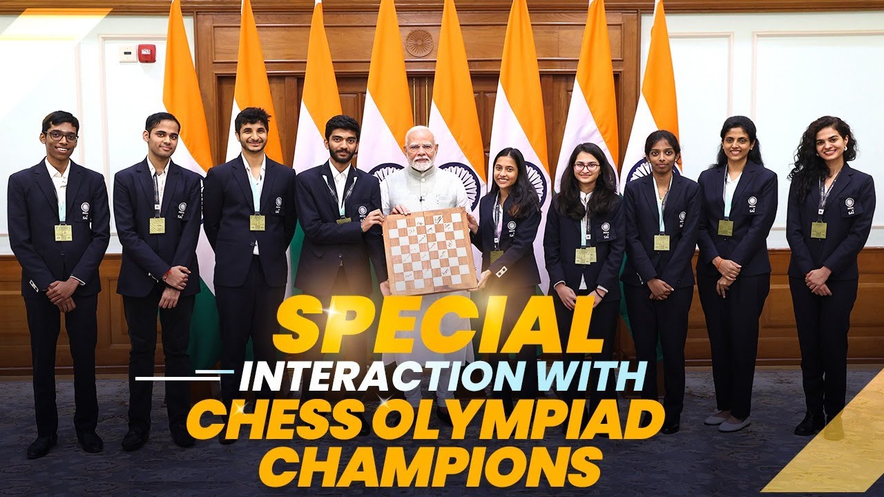 LIVE : PM Modi interacts with 45th FIDE Chess Olympiad champions - YouTube