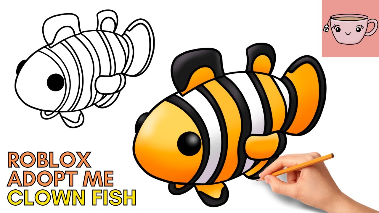 How To Draw Clown Fish Adopt Me Ocean Eggs Pet | Roblox | Cute Step By ...