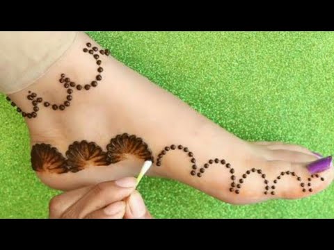 Most Easy Beautiful feet mehndi design || Per ki mehndi| Easy leg ...