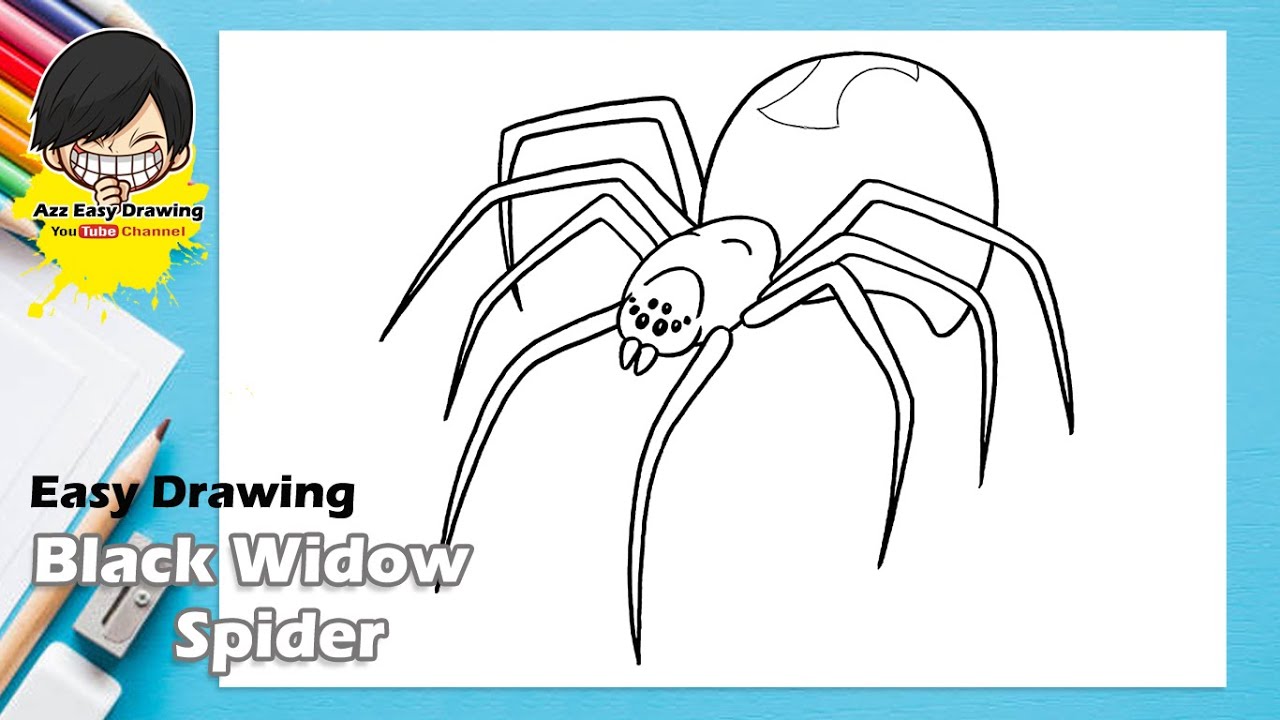 Easy Drawing Black Widow Spider - YouTube
