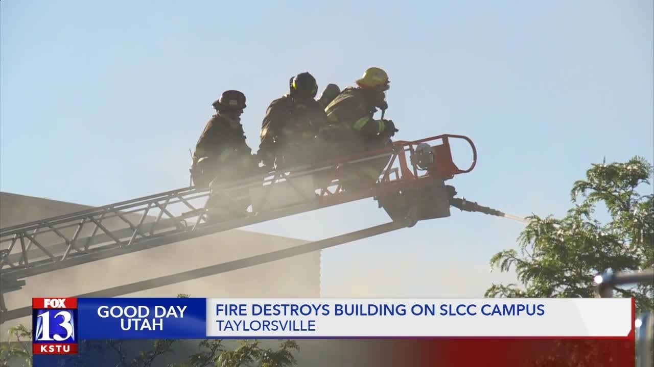 Fire destroys building on SLCC campus - YouTube