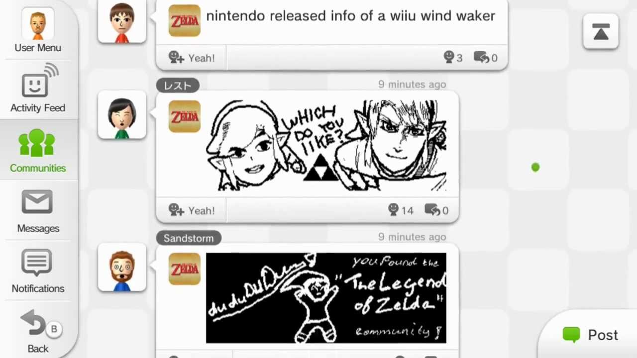 First Look at The Legend of Zelda Miiverse Community - YouTube