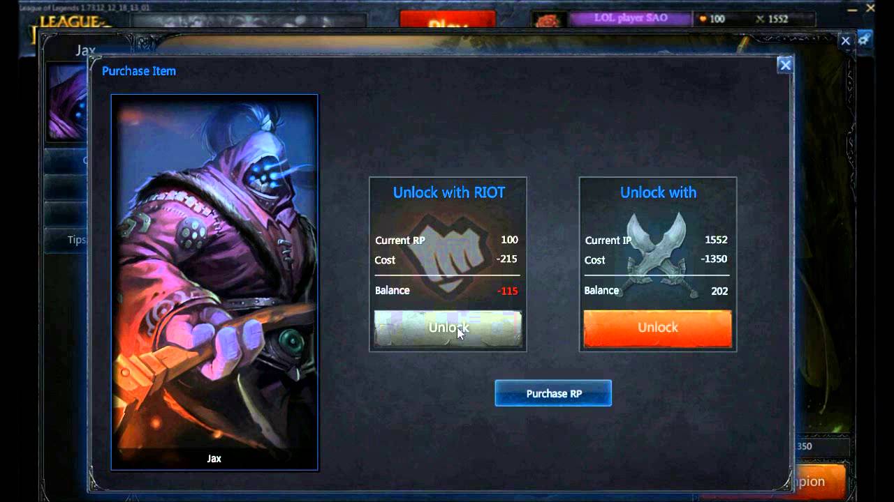 How to buy a hero in LOL League Of Legend - YouTube
