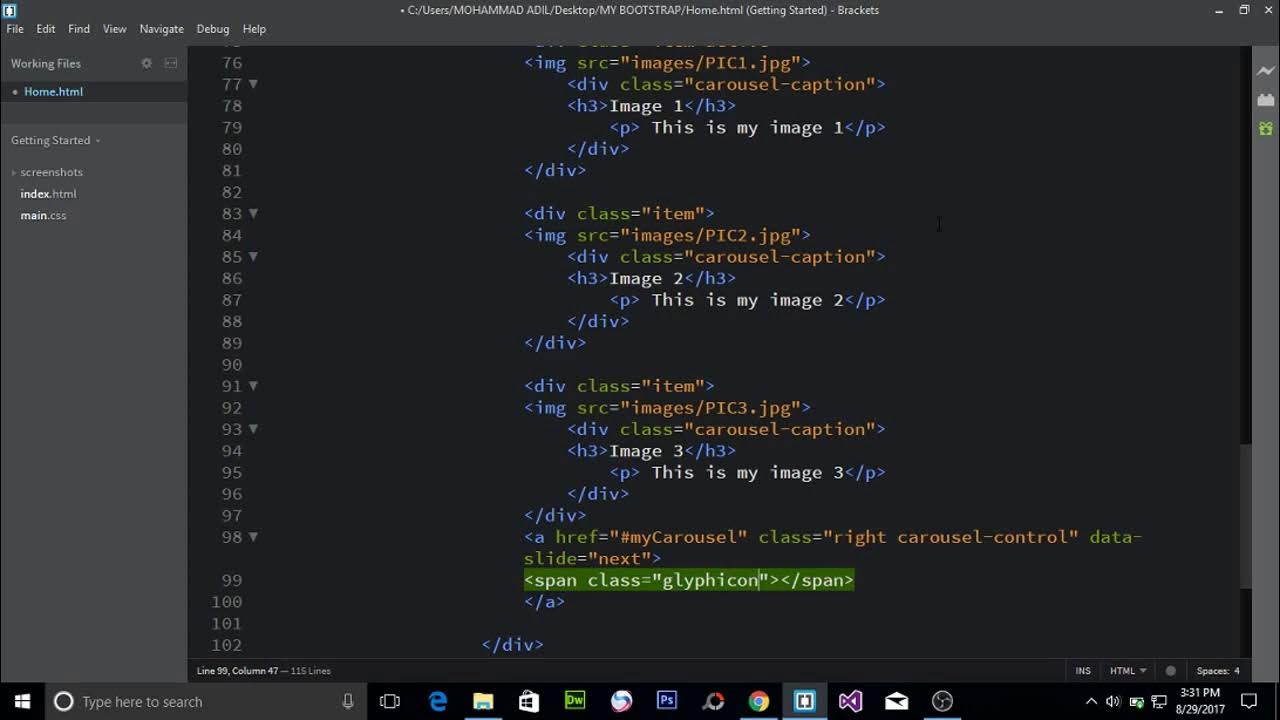 CREATING CAROUSEL (IMAGE SLIDER) USING BOOTSTRAP - YouTube