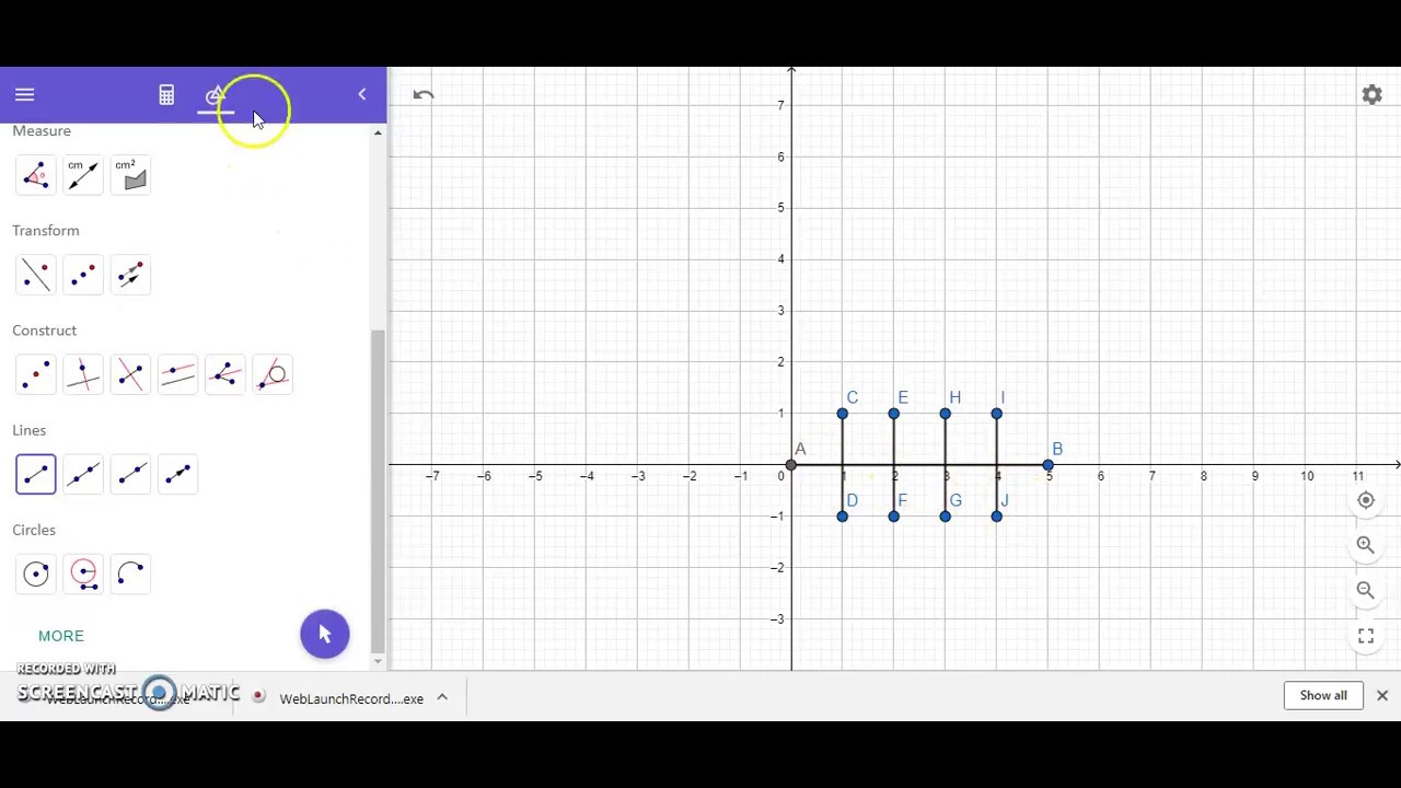 Splitting a line segment into five equal sections on Geogebra - YouTube