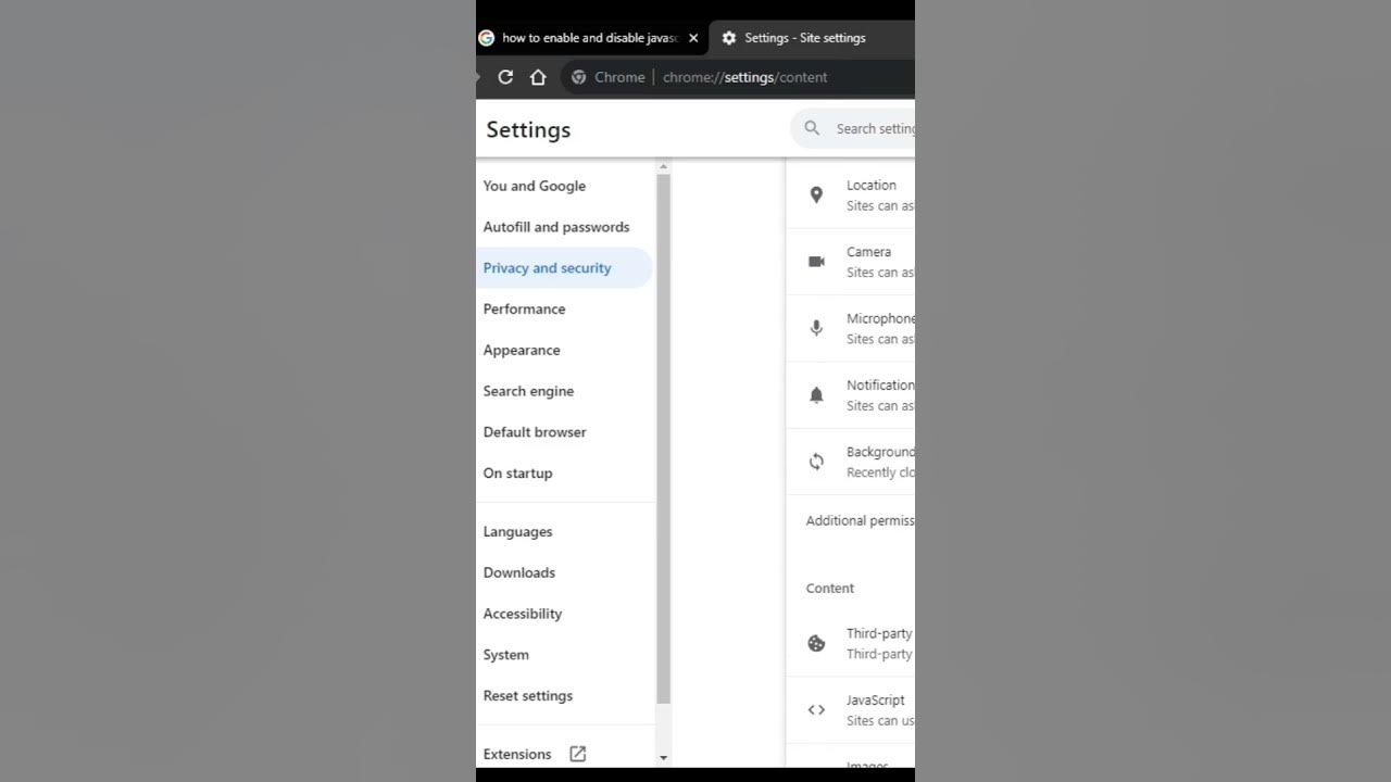 How to enable and disable JavaScript in Chrome | JavaScript - YouTube