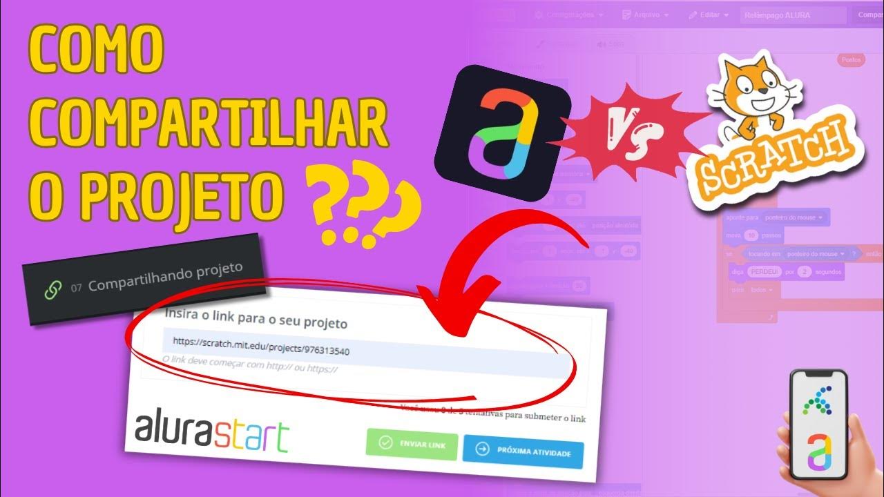 Compartilhando o link do projeto do Scratch para o Alura - YouTube
