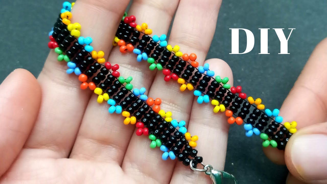 Seed beads bracelet tutorial/Colorful seed beads bracelet - YouTube