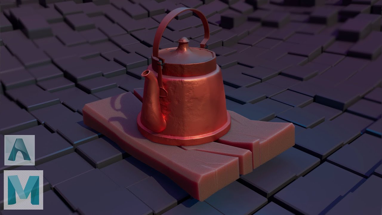 stylized Kitchenware _ 3Dmodeling of Teapot and a piece of wood _ Maya ...