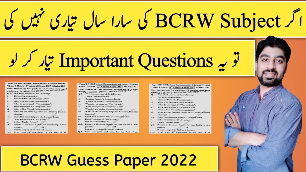 Bcrw Important Questions 2022 I BCRW Guess Paper 2022 I Important ...