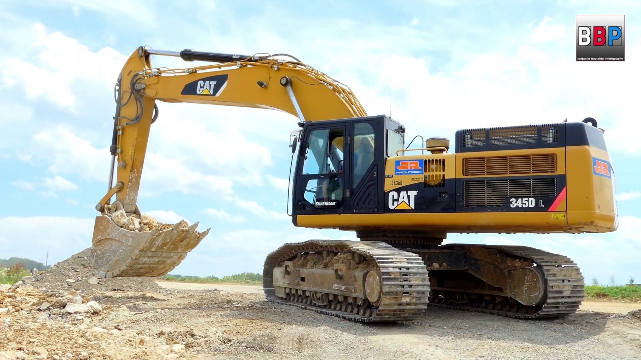 CATERPILLAR 345D L & Dump Trucks / Kipper, Ausbau A 8, Merklingen ...