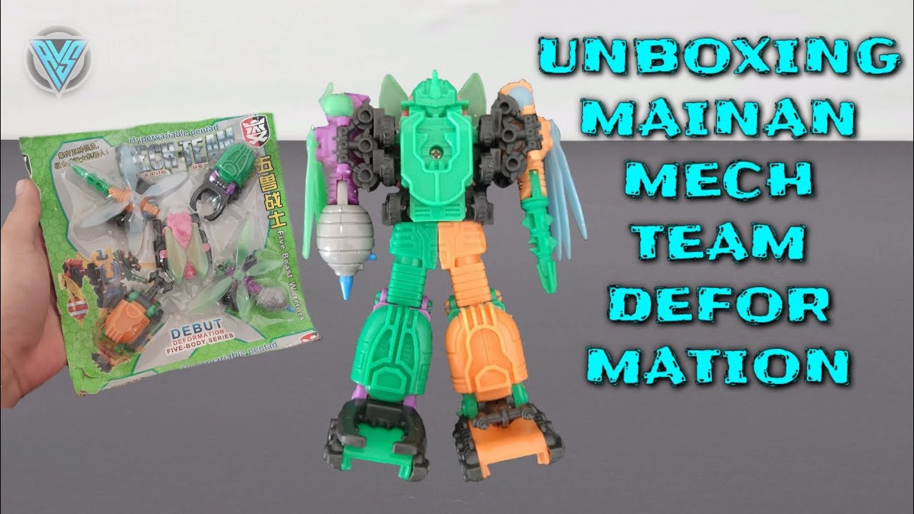 UNBOXING Mainan TRANSFORMASI berjudul MECH-TEAM DEFORMATION 5 in 1 ...