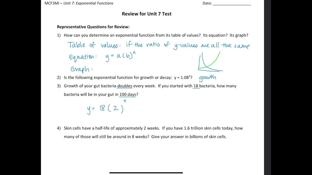 MCF3M - Unit 7 Review - YouTube