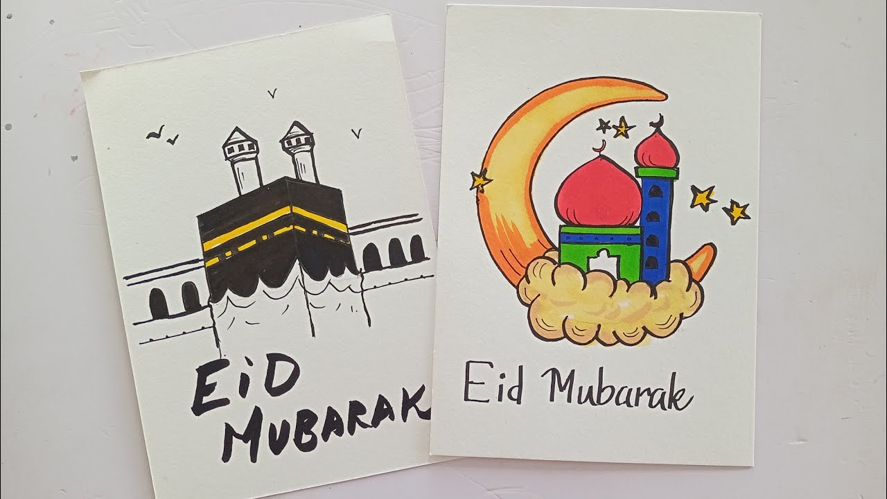 Two Easy Eid Mubarak card making/ Eid card making - YouTube