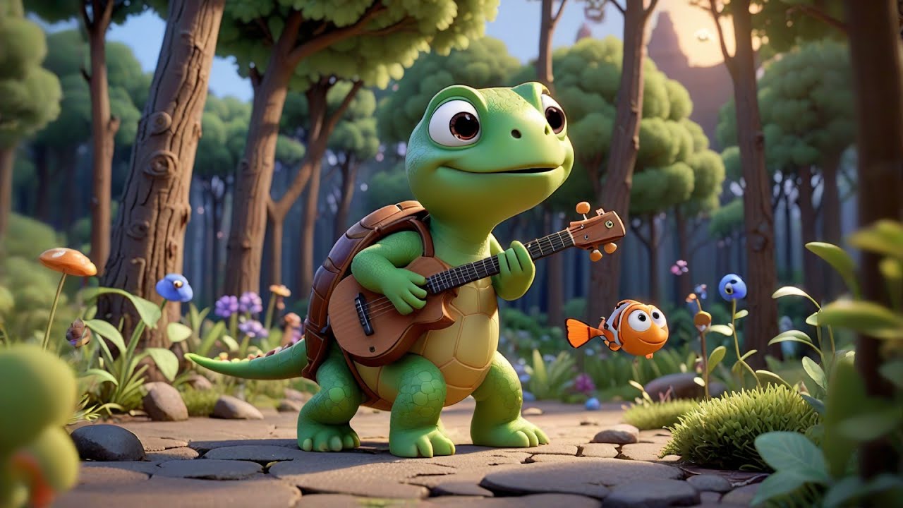 Five Singing Turtles Strum and Hum | Musical Animal Song for Kids | Fun ...